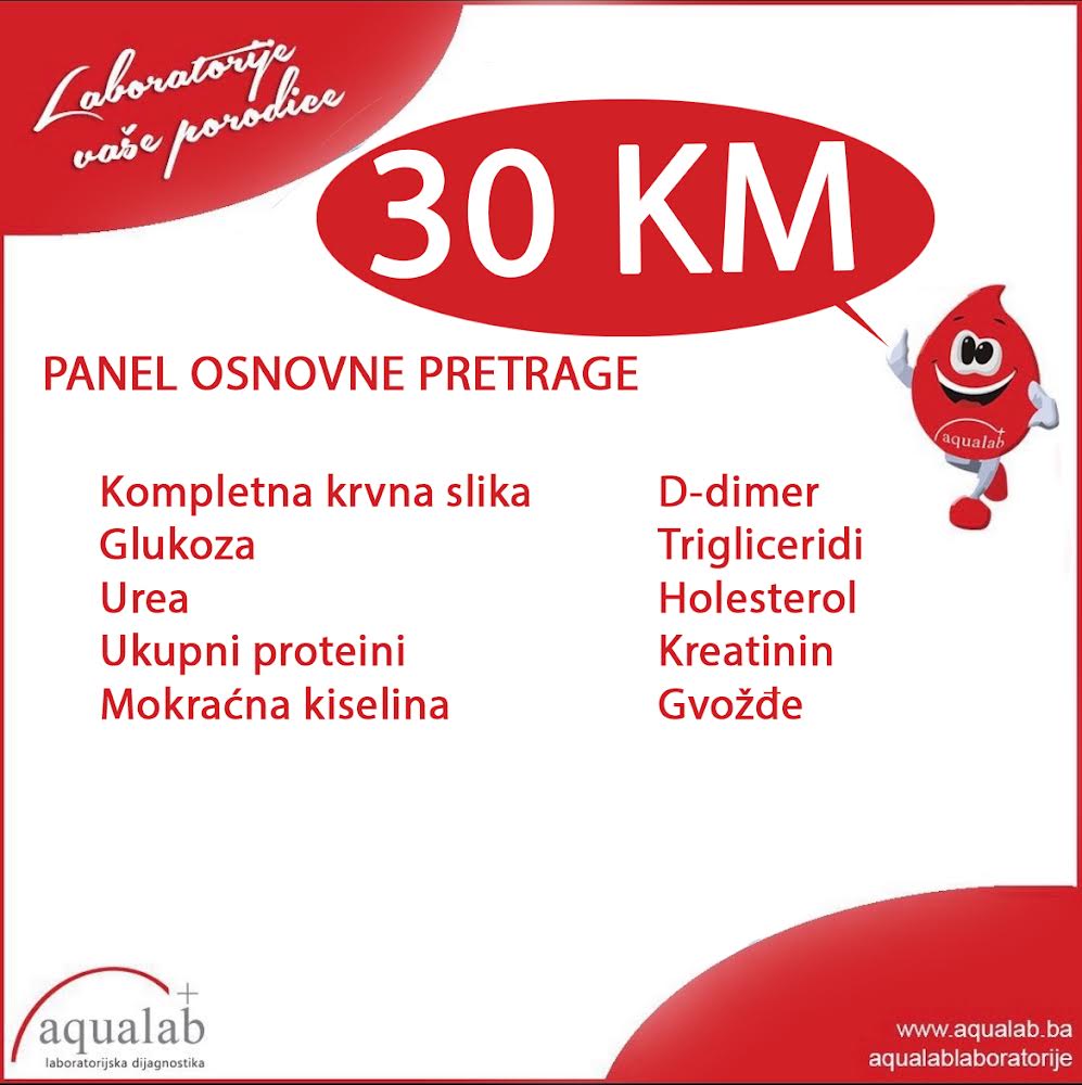 Samo u "Aqualab" Trebinje - Panel osnovne pretrage od osam analiza po cijeni od 30 KM | Trebinje ...